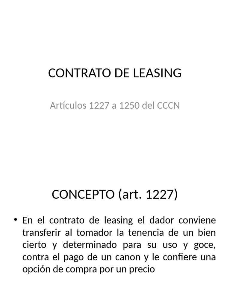 Guía del Contrato de Leasing en CCCN | PDF
