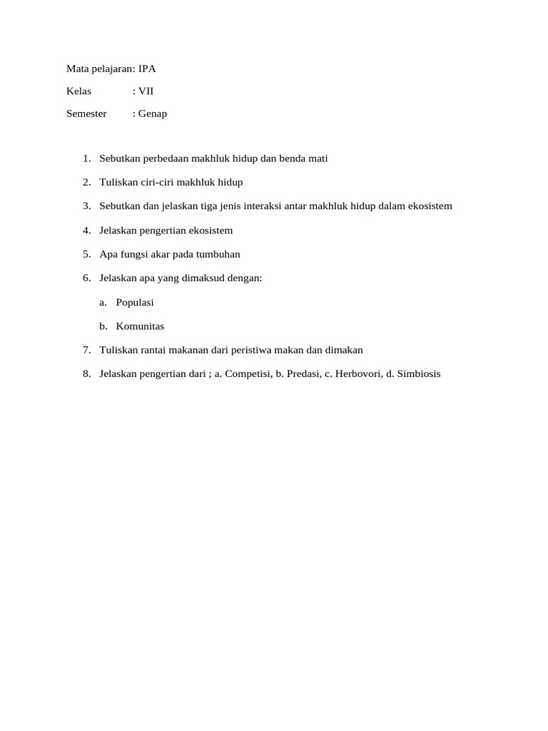 Soal Ipa Kelas Vii | PDF