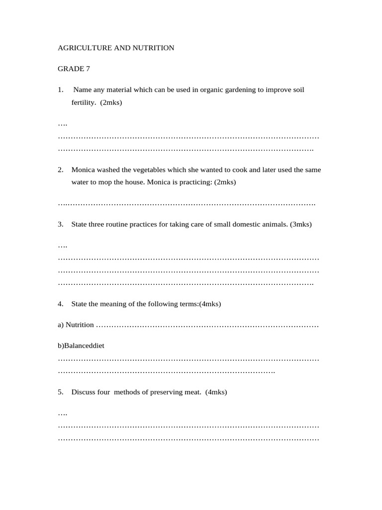 Grade 7 Agri and Nutrition | PDF