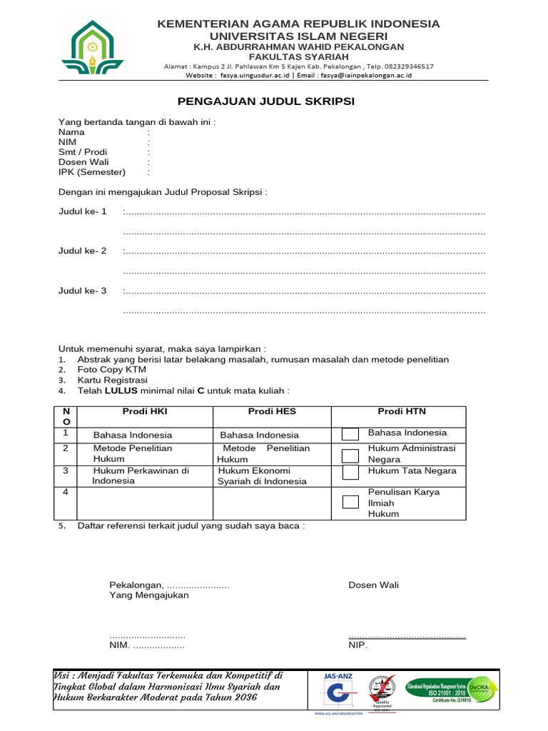 Format Pengajuan Penunjukan Pembimbing | PDF