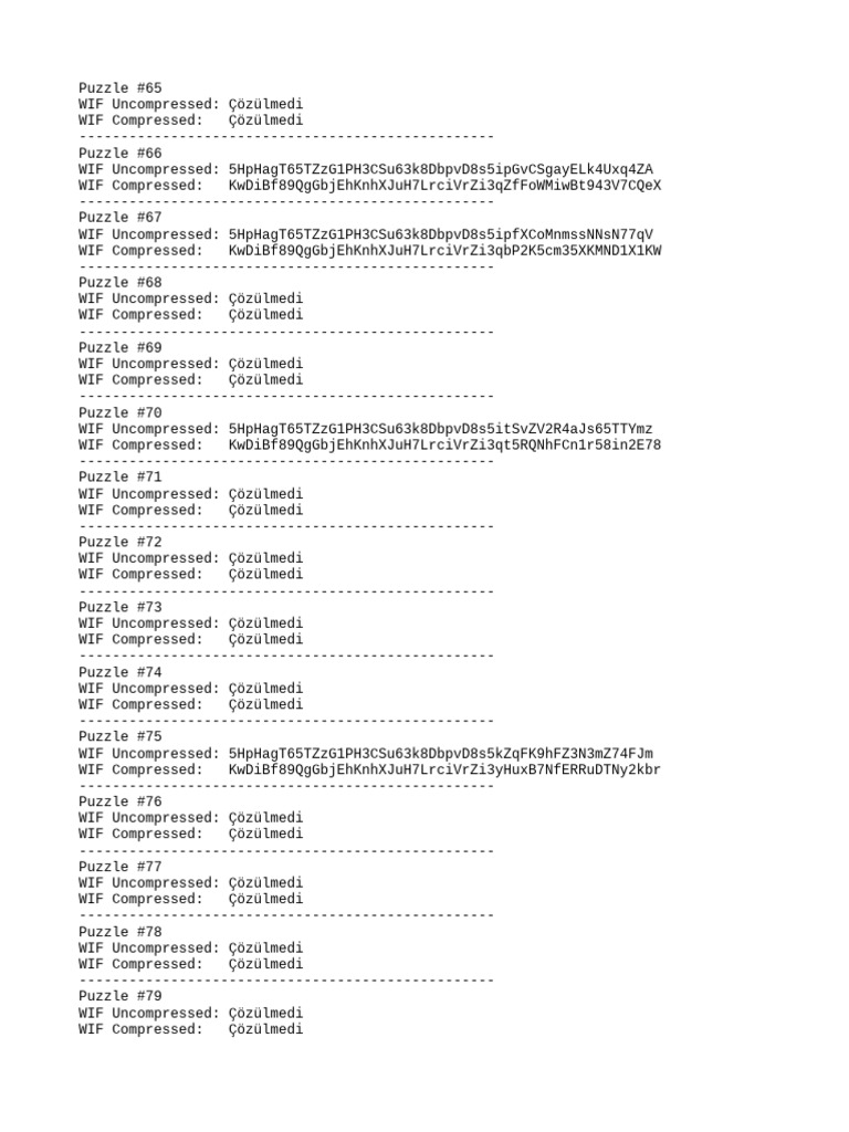 Puzzles 65 To 160 FINAL | PDF | Data Compression | Digital Technology