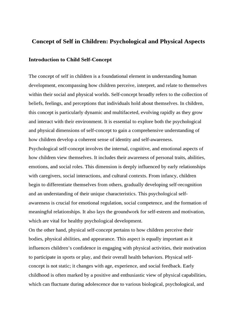 Child Self-Concept: Psychological & Physical Insights | PDF | Self ...