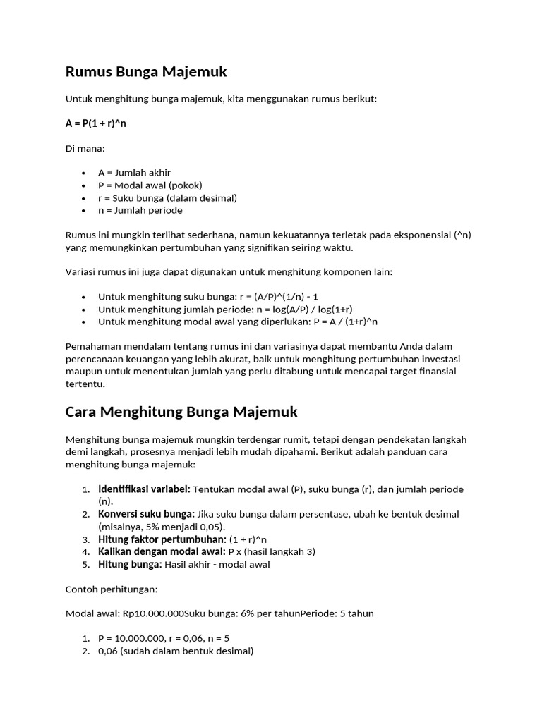 Rumus Dan Contoh Soal Bunga Majemuk | PDF