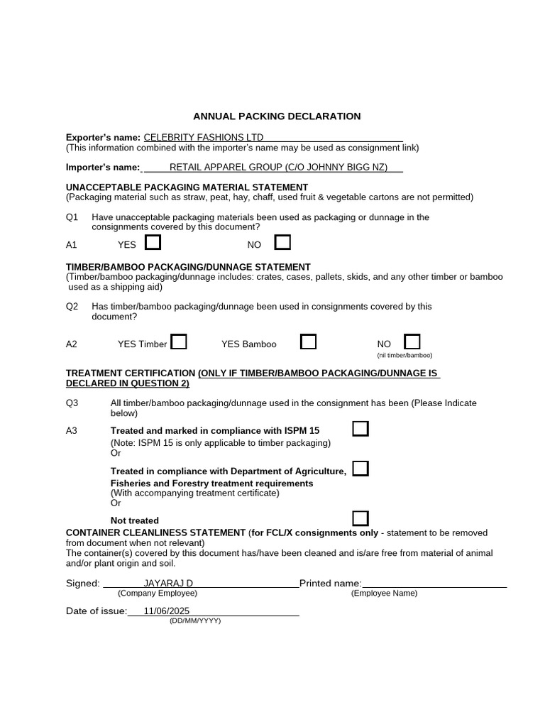 Packing Declaration-Inv 471 | PDF | Freight Transport | Agriculture