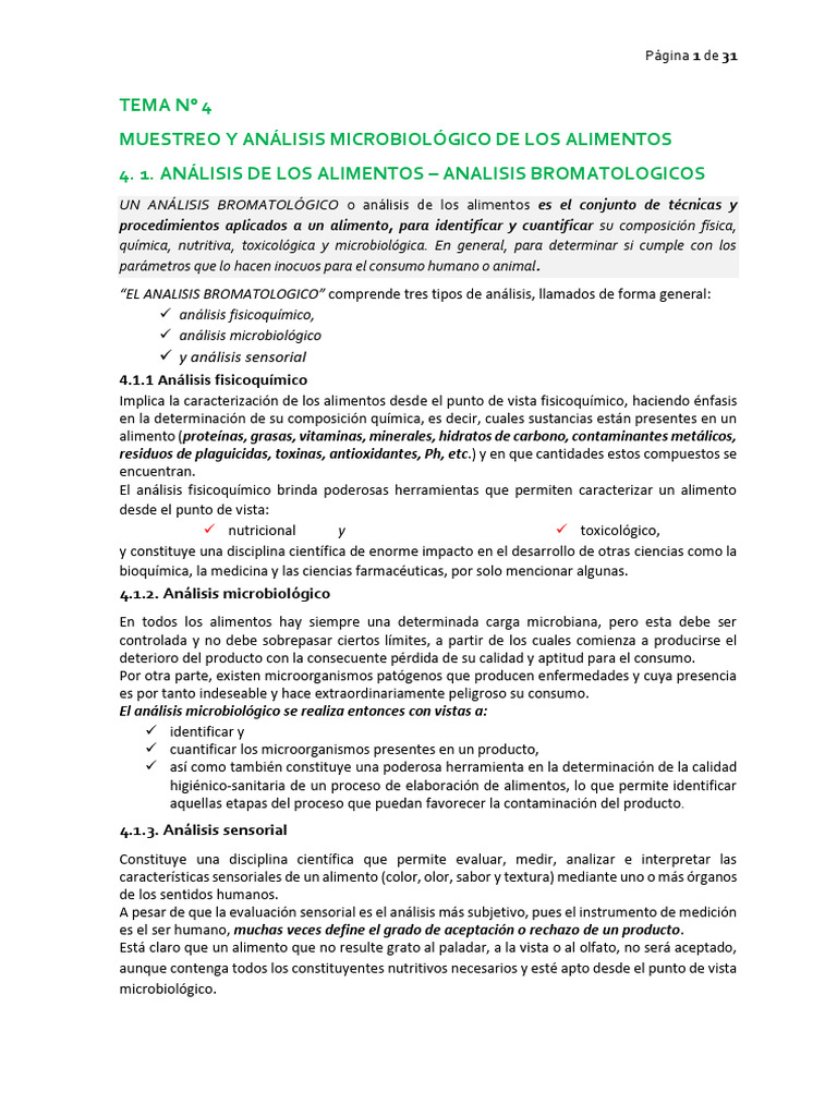 A.tema 4 Bmi I Rev Muestreo y Análisis Microb Alimentos | PDF | Muestreo (Estadísticas) | Unidad ...