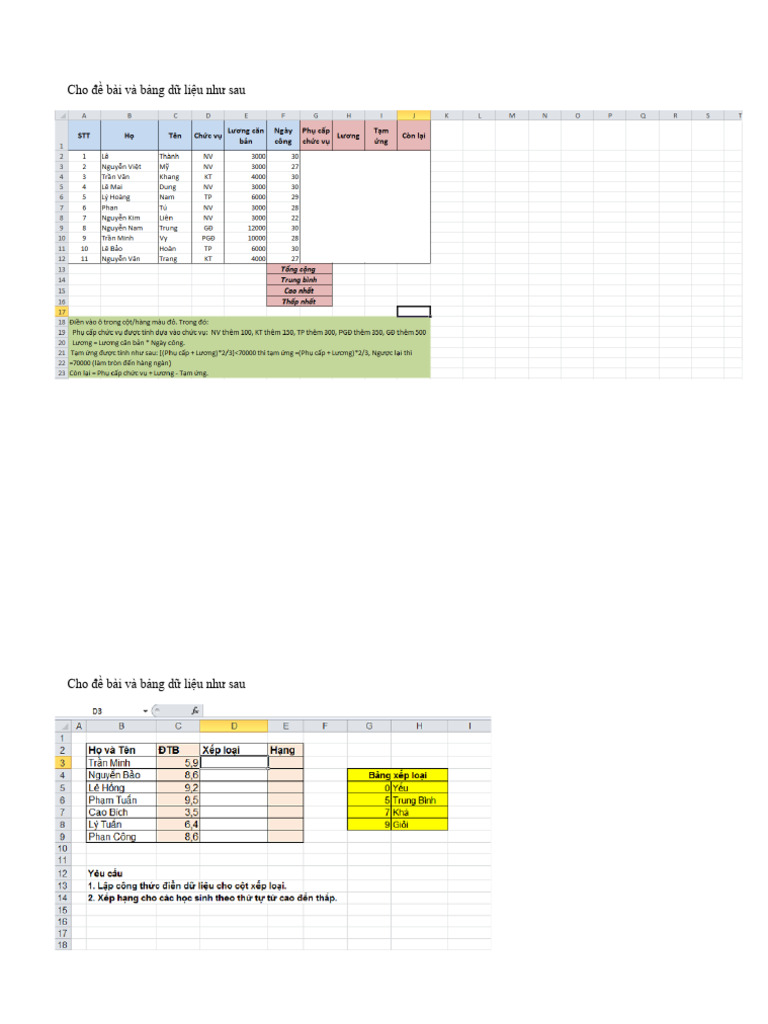 Bai Tap Excel 1 | PDF