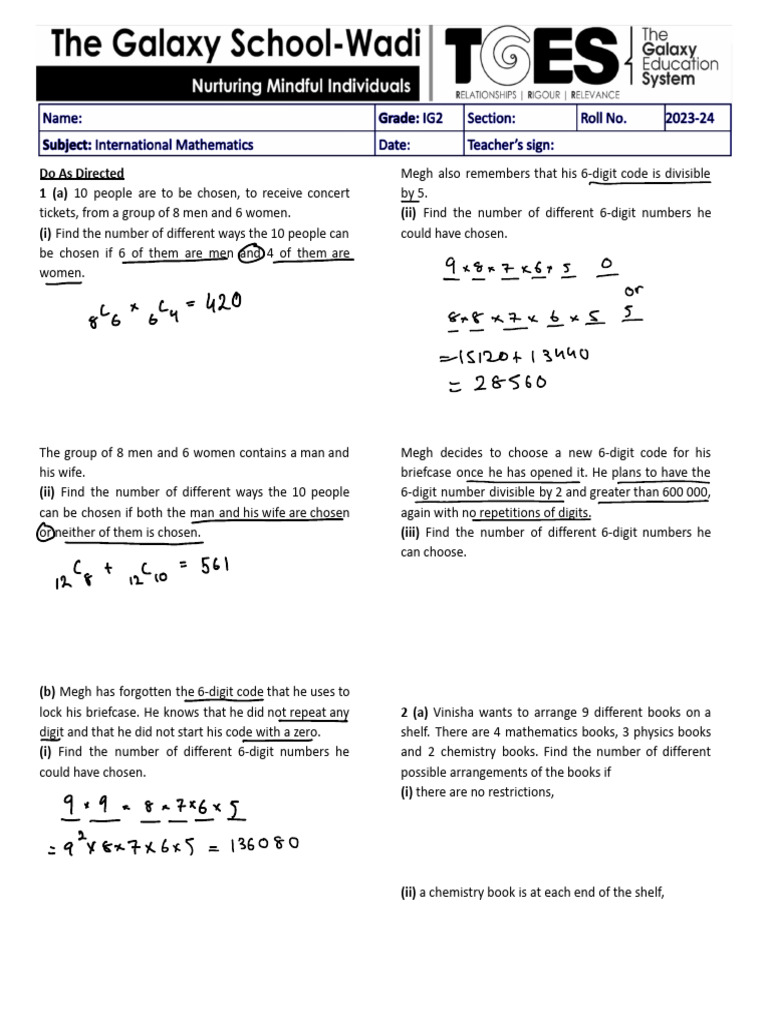 Permutations and Combinations Explained | PDF | Mathematics