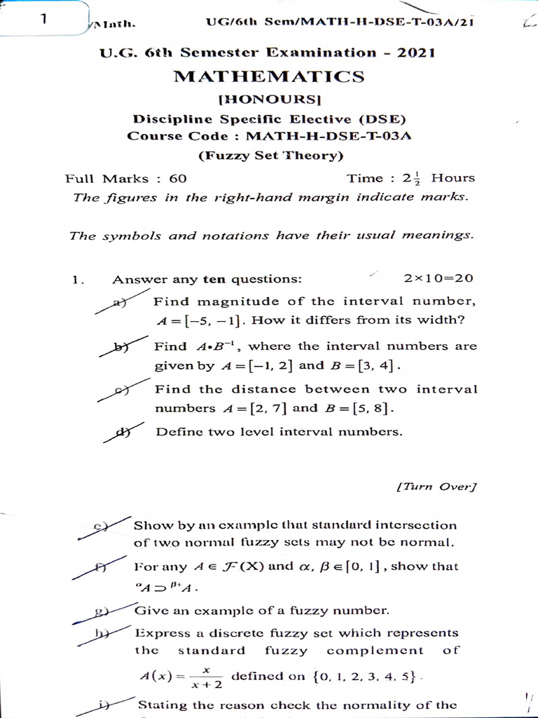 Fuzzy Set Theory Examination Paper | PDF | Function (Mathematics ...