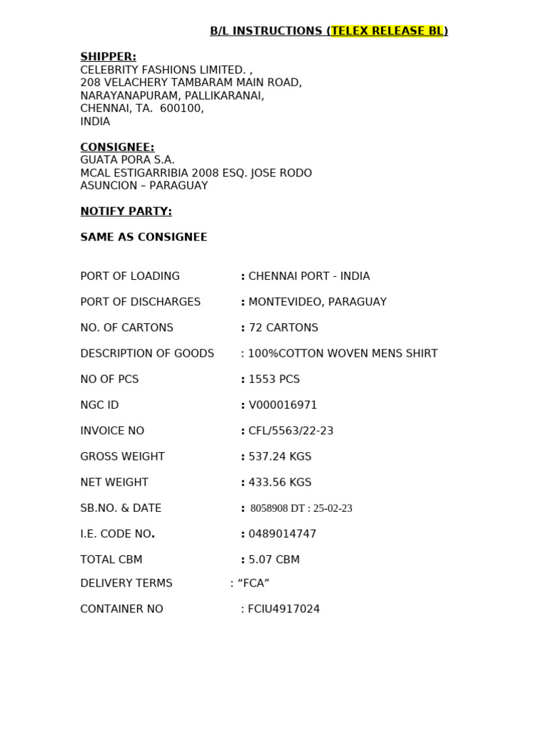 PARAGUAY BL Instructions | PDF