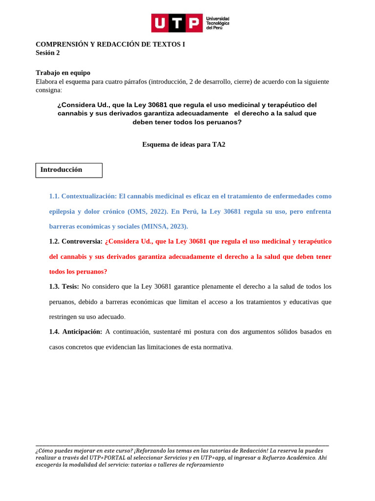 Redaccion 1 Ta-1 | PDF | Cannabis medicinal | Cannabis (Droga)