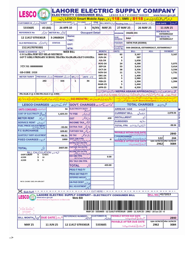 Lesco - Web Bill Thatha | PDF