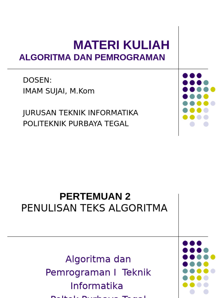 Algoritma Pemrograman - Pertemuan 2 | PDF