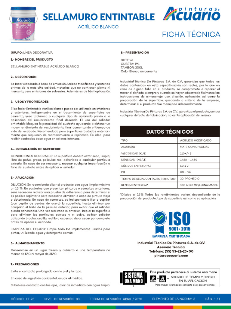 Acuario SELLAMURO ENTINTABLE ISO | PDF
