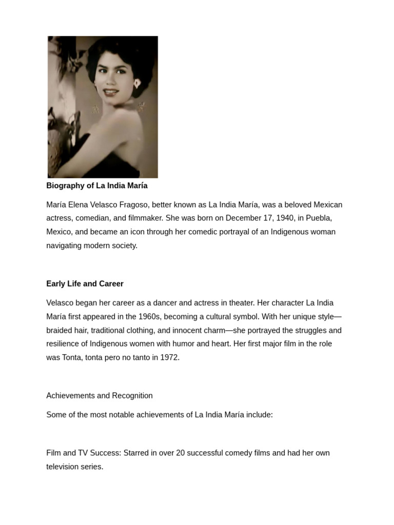 Documento La Biografía La India Maria | PDF