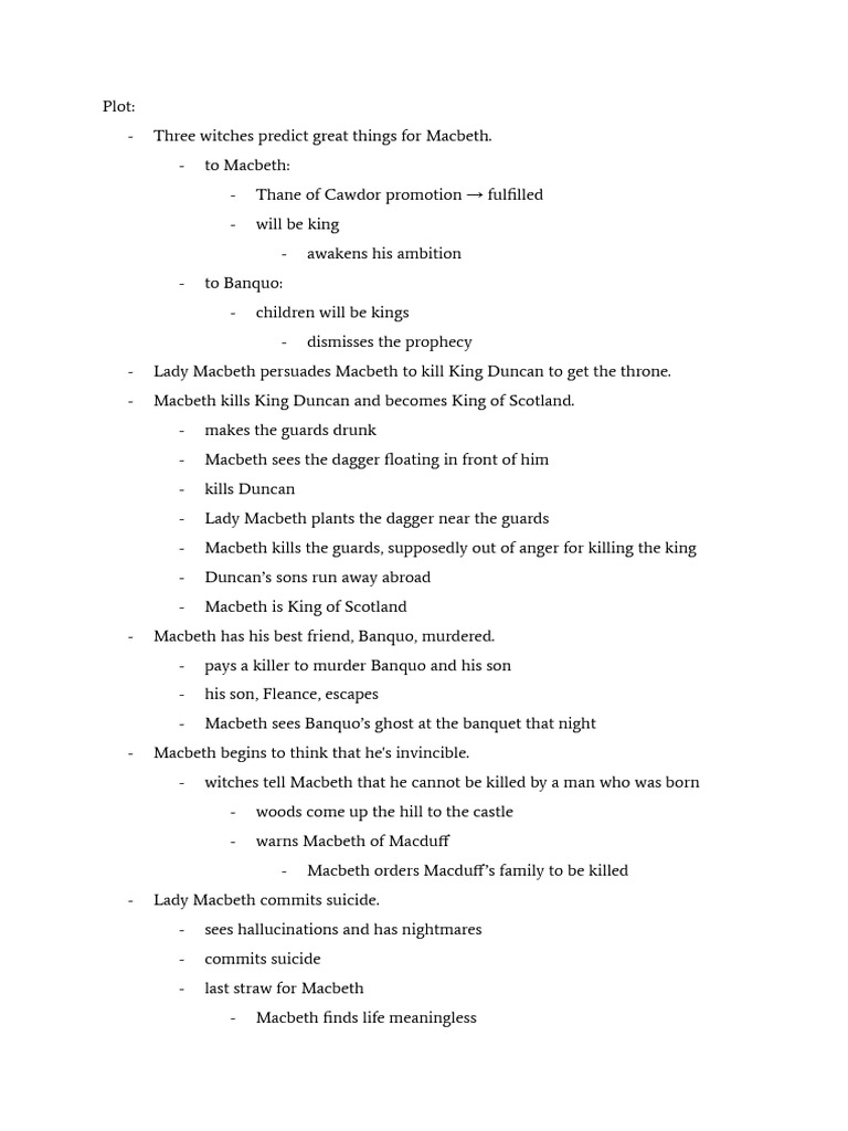 AP Literature Macbeth Cheat Sheet | PDF | Macbeth | Shakespearean Tragedies