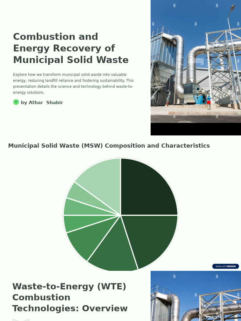 Combustion and Energy Recovery of Municipal Solid Waste | PDF | Combustion | Pollution