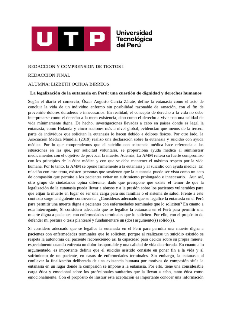 Redaccion Final Ta2 Lizbeth Ochoa | PDF | Suicidio