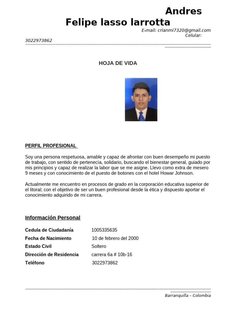 Hoja de Vida Lasso | PDF