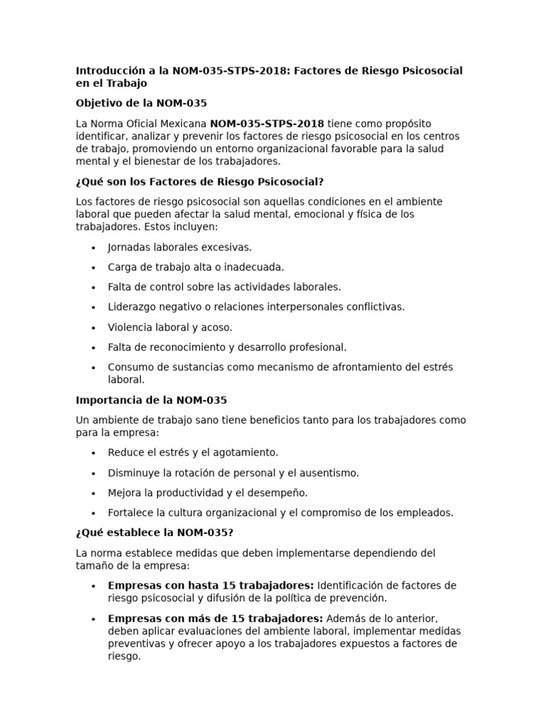 Introducción A La NOM 035 | PDF | Estrés (biología) | Sicología