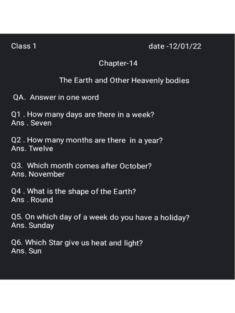 Answer in One Word | PDF