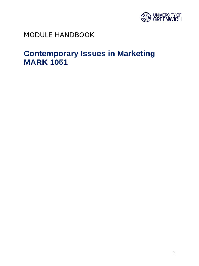 Contemporary Marketing Module Handbook | PDF | Learning | Essays