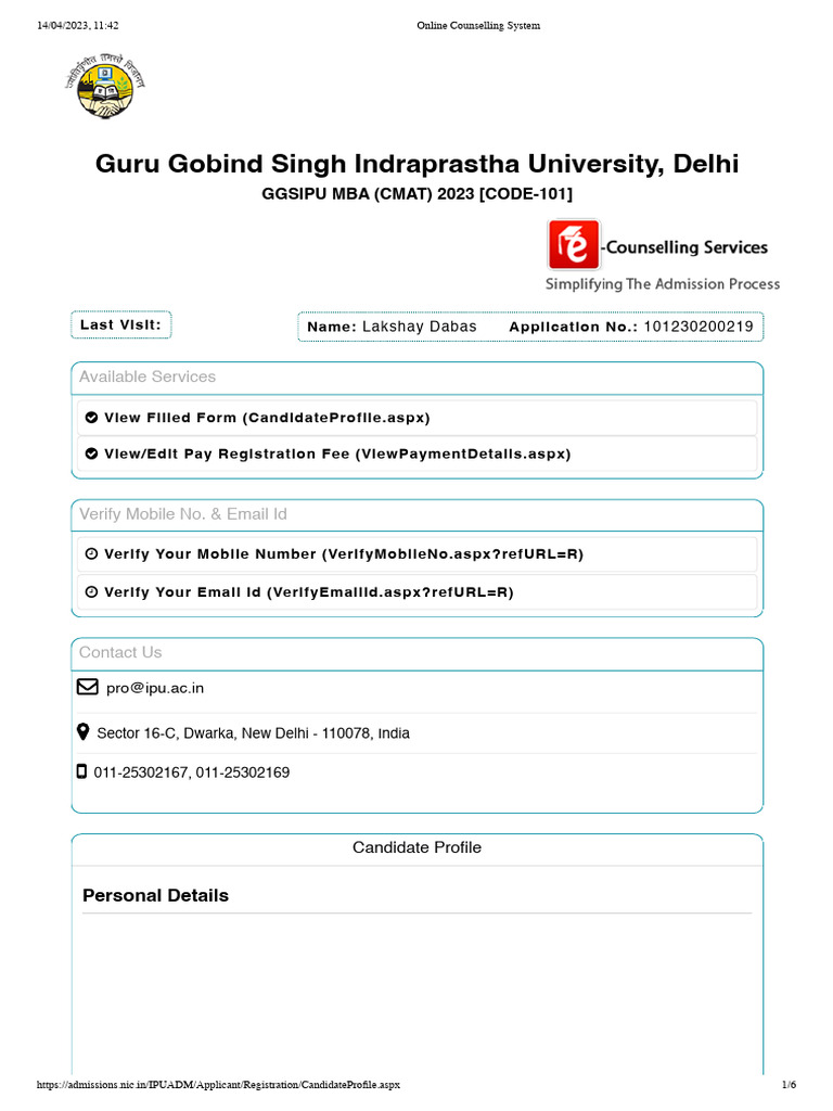 Online Counselling System Ipu | PDF