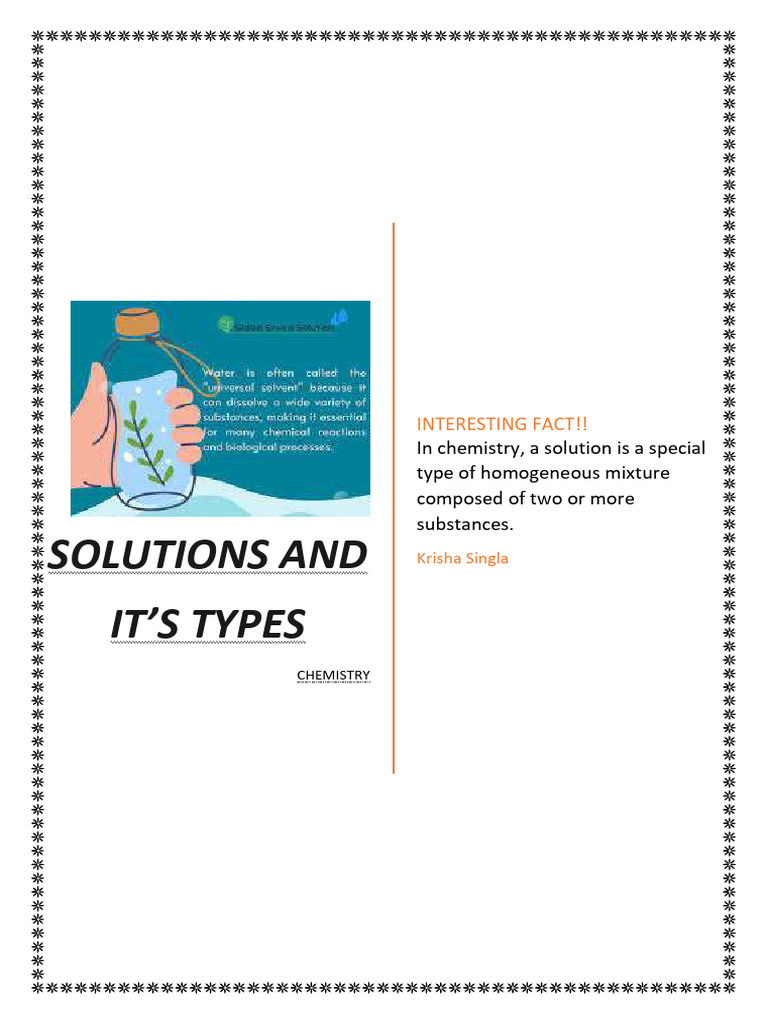 Krisha Singla - 6B - Chem Project - Solution and Its Types | PDF | Colloid | Suspension (Chemistry)