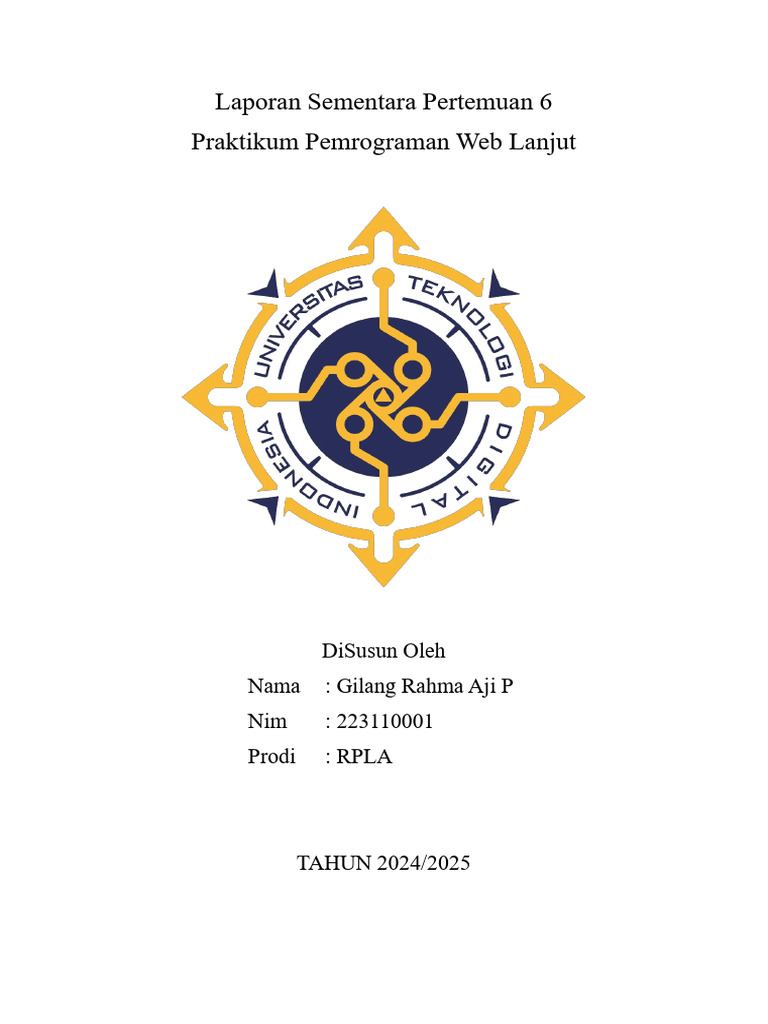 PRAK. Pemograman Web Lanjut Laporan Pertemuan 6 | PDF