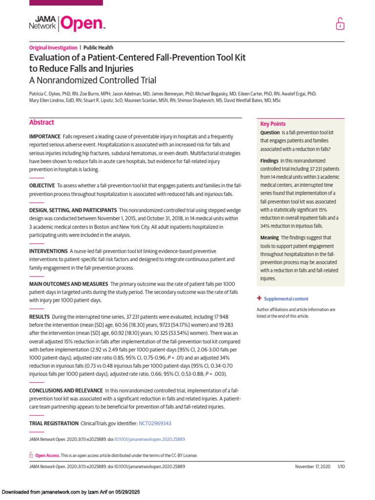 Fall-Prevention Toolkit Reduces Injuries | PDF | Regression Analysis ...