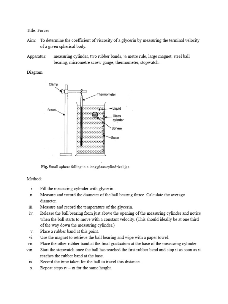 Measuring Viscosity of Glycerin Experiment | PDF | Viscosity | Liquids
