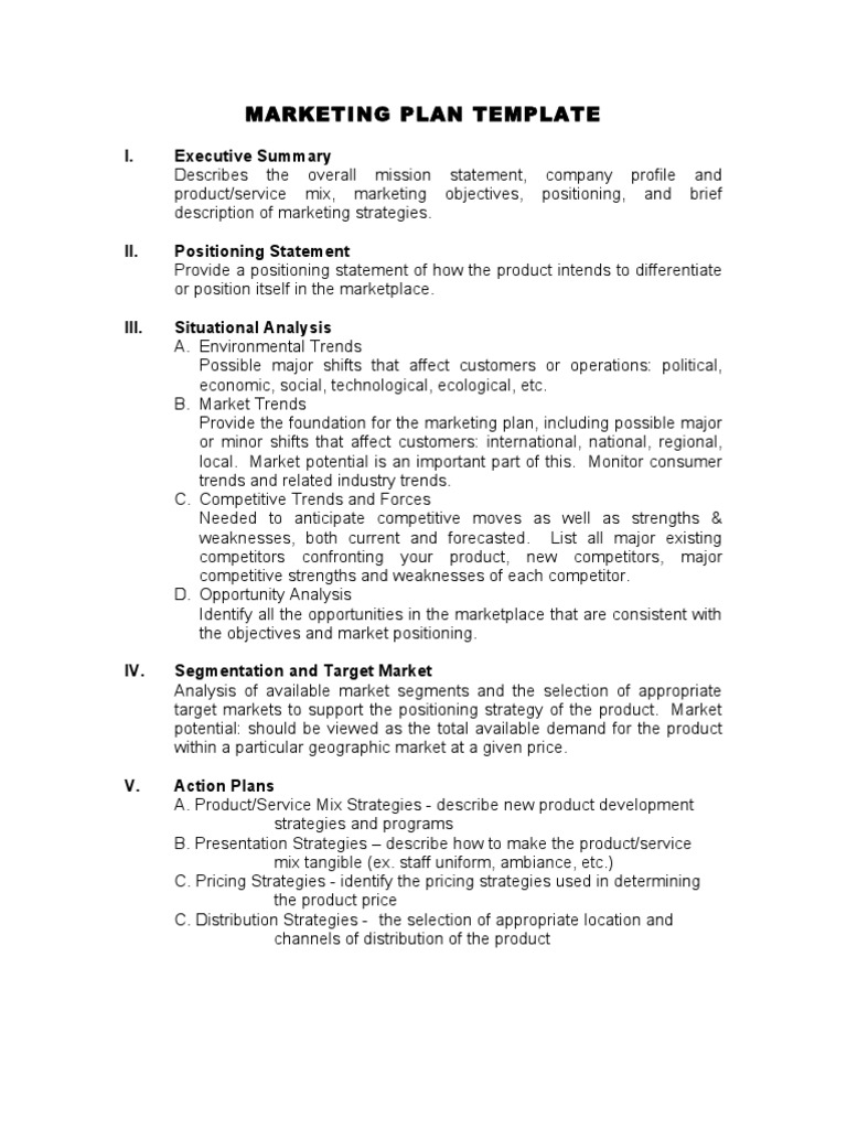 Executive Summary Example For Marketing Plan