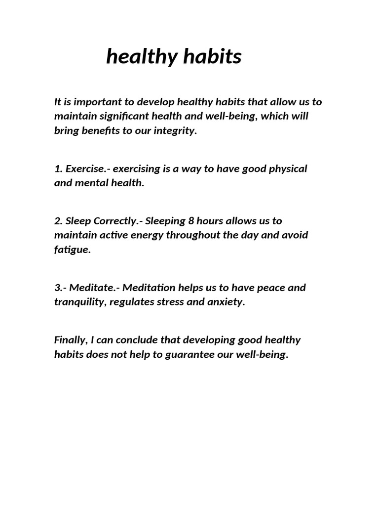 Healthy Habits | PDF