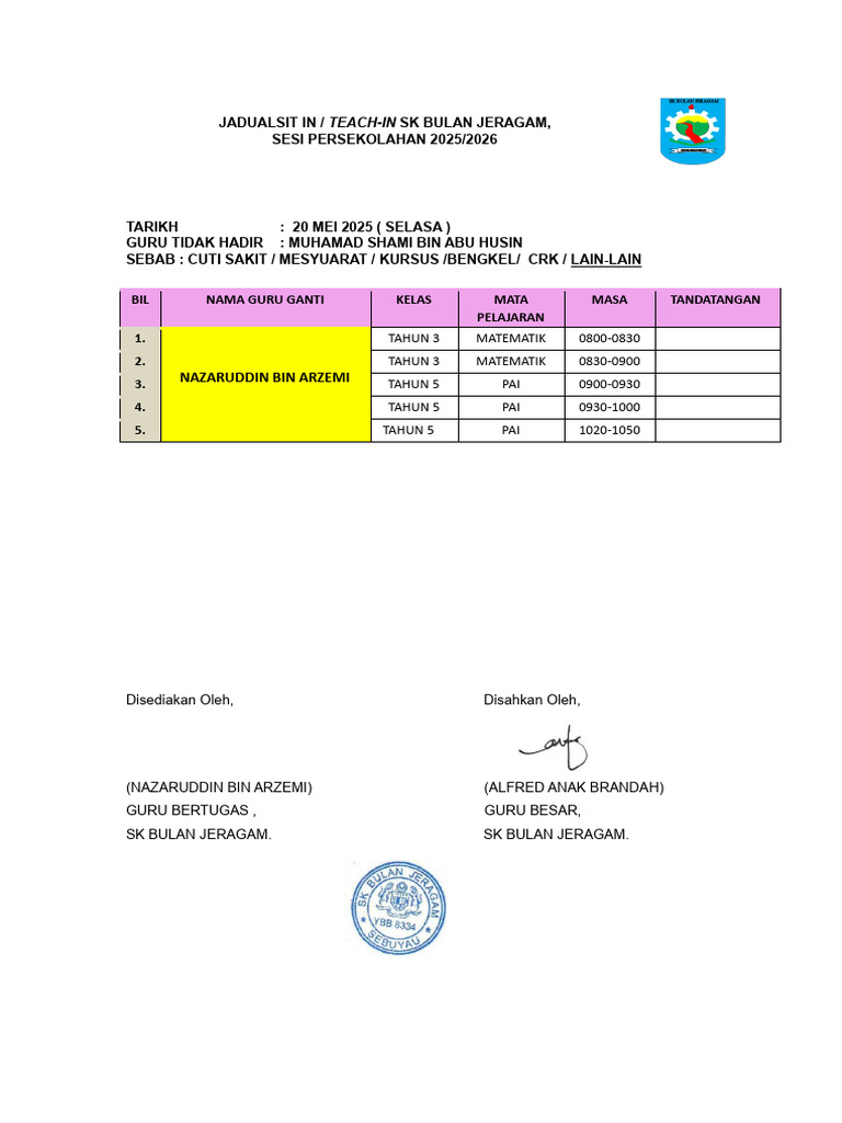 Jadual Sit In, Teach In, 19 Mei 2025 | PDF