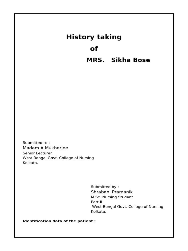 History Taking - Sikha Bose | PDF | Menstruation | Menopause