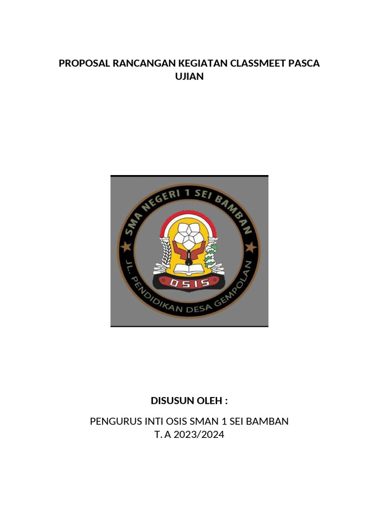 Proposal Rancangan Kegiatan Classmeet Pasca Ujian | PDF