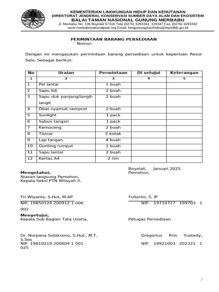 Permintaan Barang Persediaan 2025 | PDF