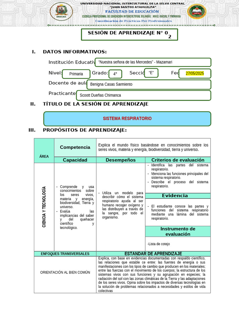 Sesión de Aprendizaje - #02 | PDF | Aprendizaje | Evaluación
