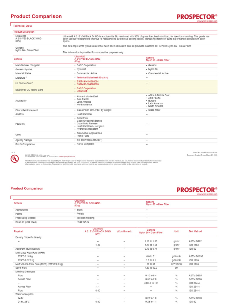 Ultramid® A 218 V30 BLACK 34NG - Generic Nylon 66 - Glass Fiber | PDF ...
