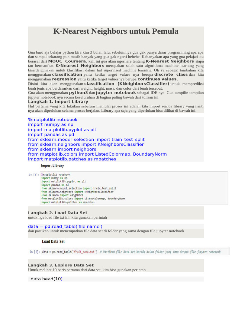 KNN Menggunakan Python Untuk Pemula | PDF