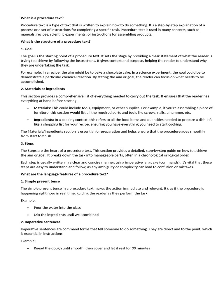 What Is A Procedure Text | PDF | Recipe | Linguistics