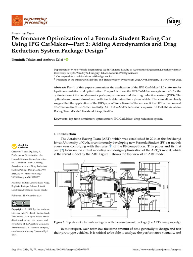 Performance Optimization of A Formula Student Racing Car Using IPG ...