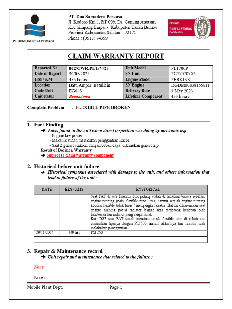 CWR Flexible Pipe Intercooler Had Broken | PDF | Engines | Mechanical Engineering