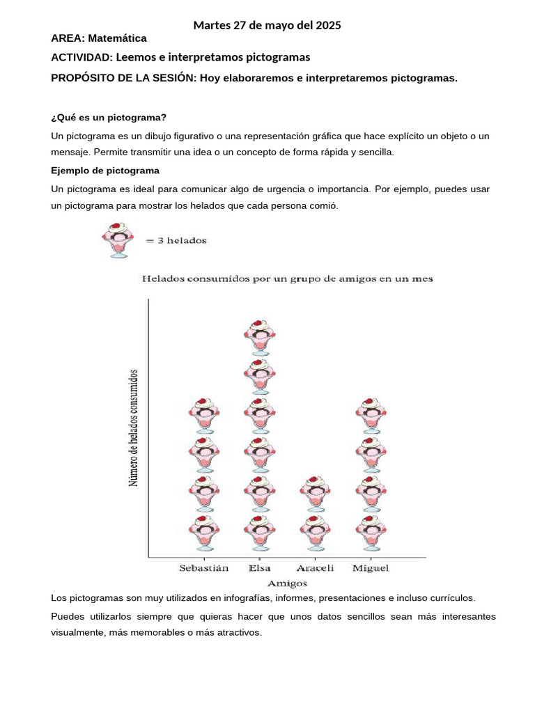 Interpretación de Pictogramas en Matemática | PDF