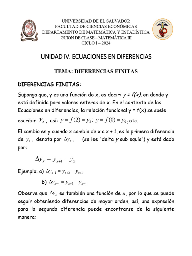 Ecuaciones en Diferencias M3 01-2024 | PDF | Ecuaciones | Relación de recurrencia