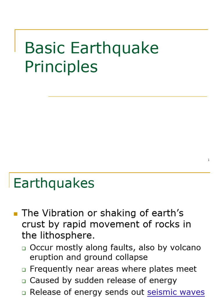 2 Basic Earthquake Principles | PDF | Plate Tectonics | Earthquakes