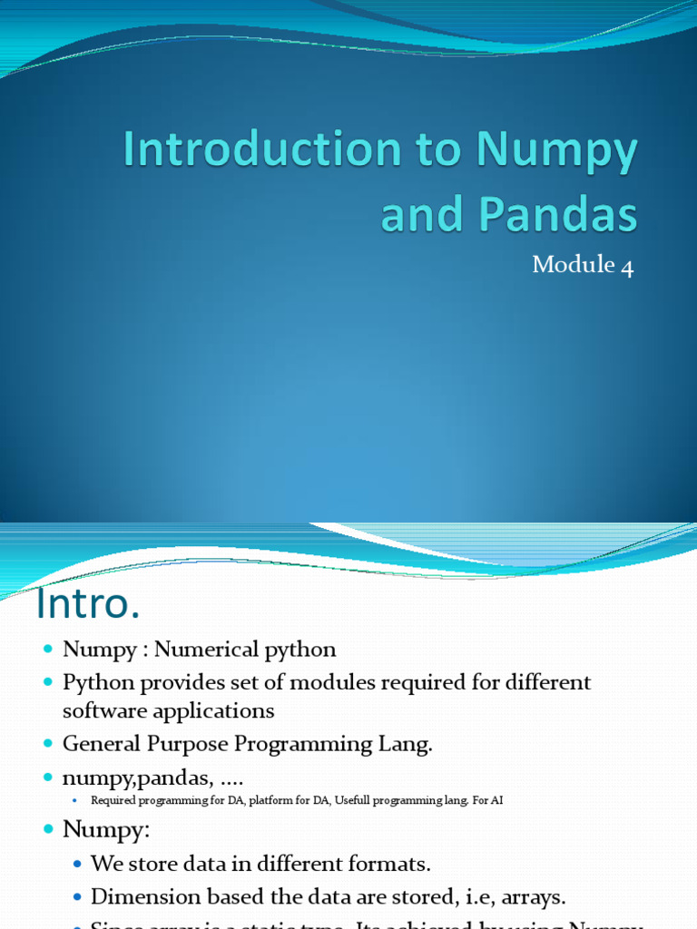 M3-Introduction To Numpy and Pandas | PDF | Computer Programming | Software Engineering