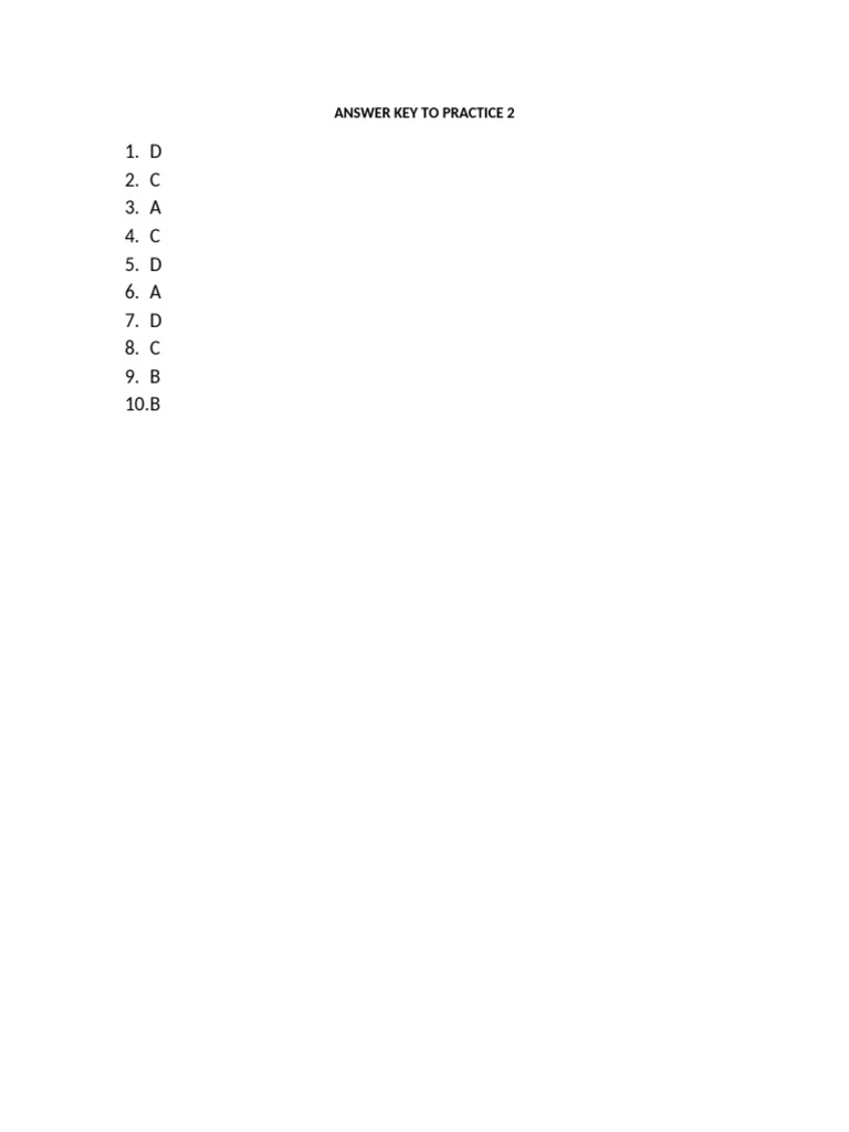 Key To Practice 2 | PDF