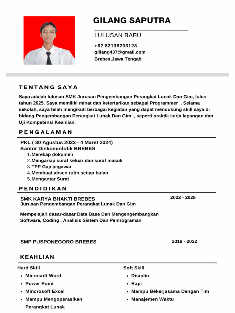 CV Gilang Saputra | PDF