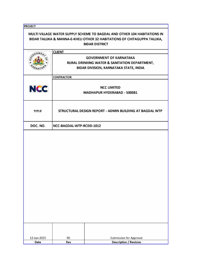 NCC Bagdal WTP RCDD 1012 R0.0 | PDF | Stairs | Materials