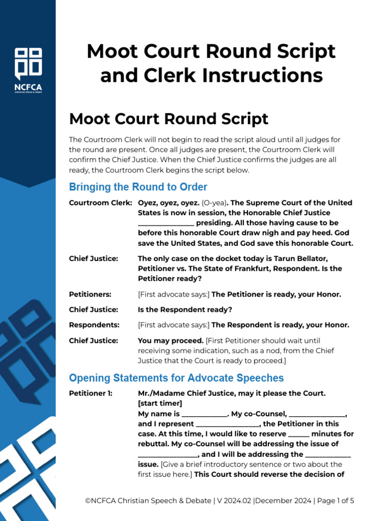 Moot Court Round Script 2024 2025 | PDF | Supreme Court Of The United ...